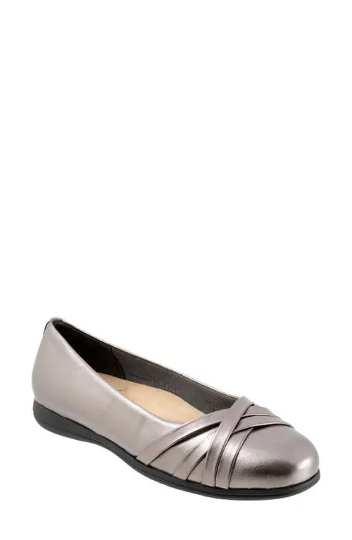 Trotters Daphne Leather Flats - Pewter