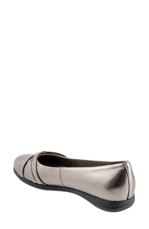 Trotters Daphne Leather Flats - Pewter