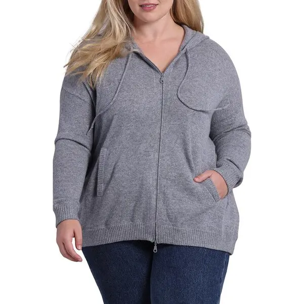 Minnie Rose Cashmere Zip Hoodie - Grey Shadow