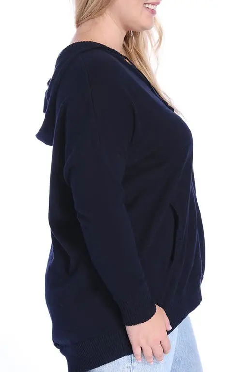 Minnie Rose Cashmere Zip Hoodie - Navy