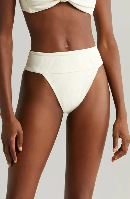 MONTCE Tamarindo Rib High Cut Bikini Bottoms - Cream Rib