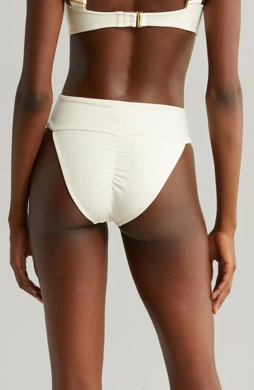 MONTCE Tamarindo Rib High Cut Bikini Bottoms - Cream Rib