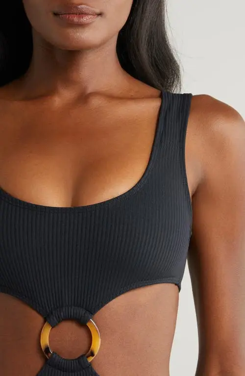 MONTCE Ky Rib Cutout One-piece Swimsuit - Black Rib