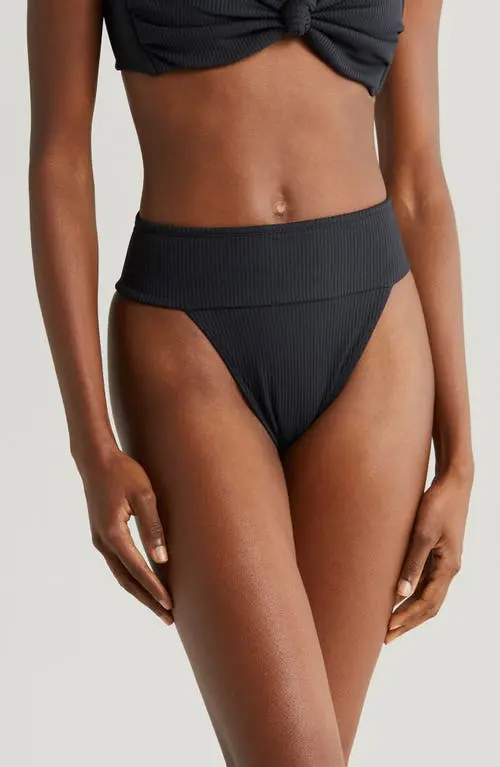 MONTCE Tamarindo Rib High Cut Bikini Bottom - Black Rib