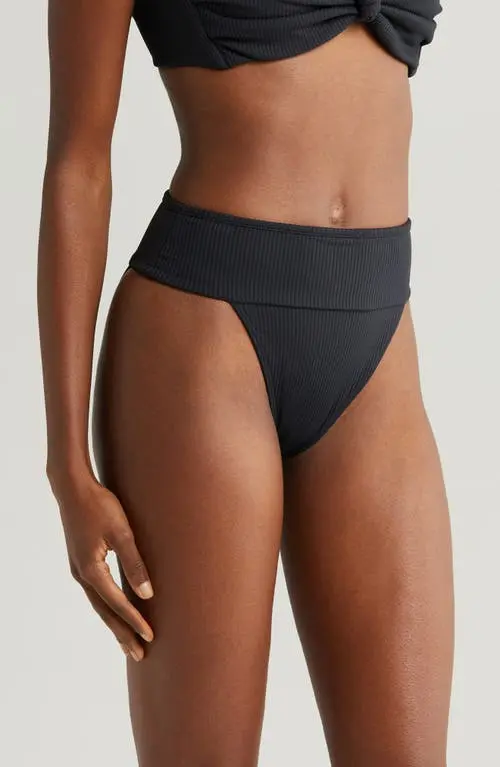 MONTCE Tamarindo Rib High Cut Bikini Bottom - Black Rib