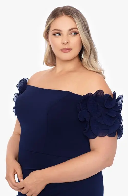 XSCAPE EVENINGS Ruffle Sleeve Gown