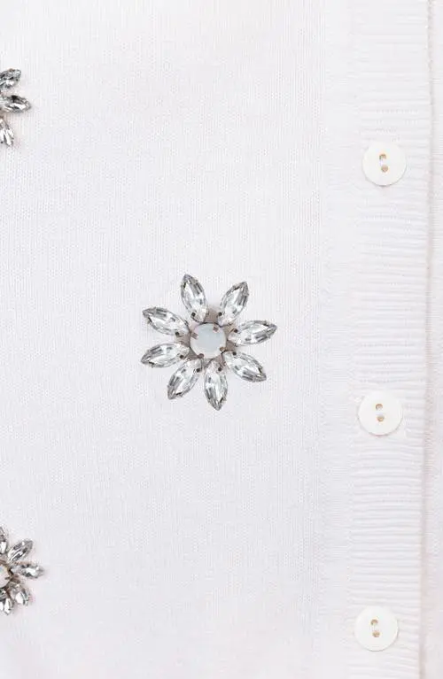 Minnie Rose Embellished Flower Cotton And Cashmere Cardigan