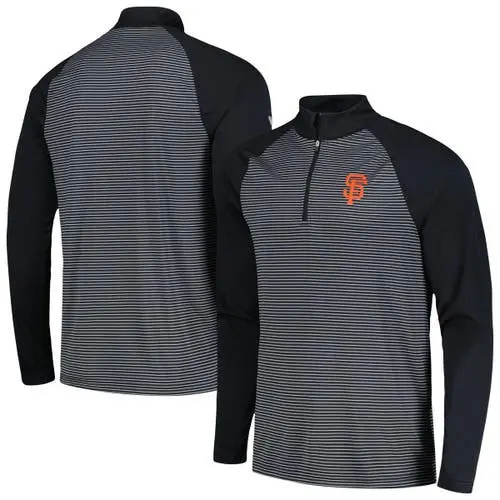 LEVELWEAR San Francisco Giants Charter Striped Raglan Quarter-zip Top - Black