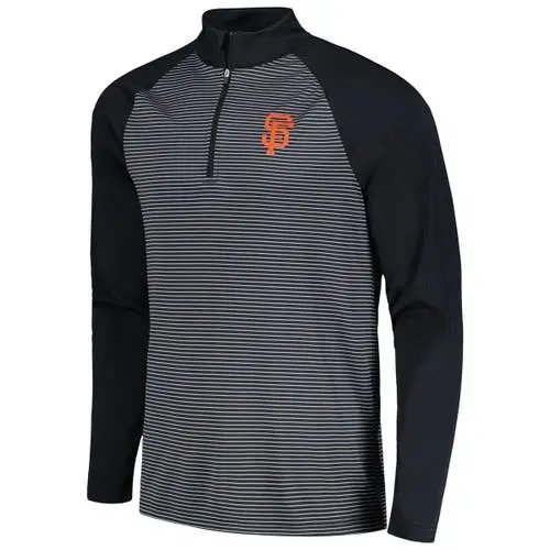 LEVELWEAR San Francisco Giants Charter Striped Raglan Quarter-zip Top - Black