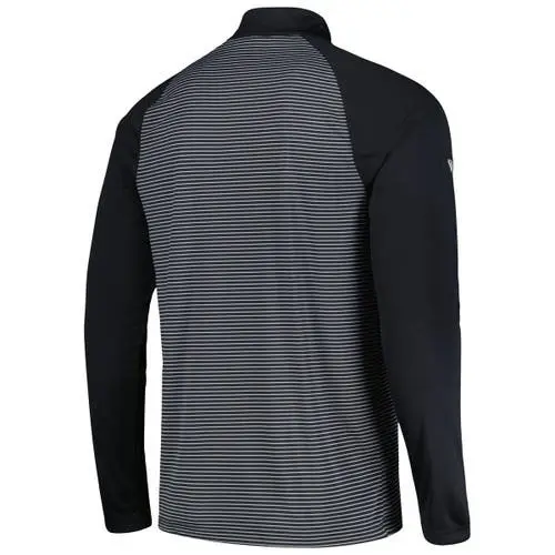 LEVELWEAR San Francisco Giants Charter Striped Raglan Quarter-zip Top - Black