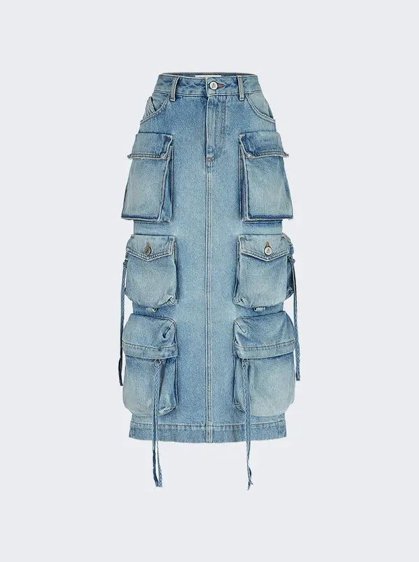 Attico Denim Midi Skirt - Sku Blue