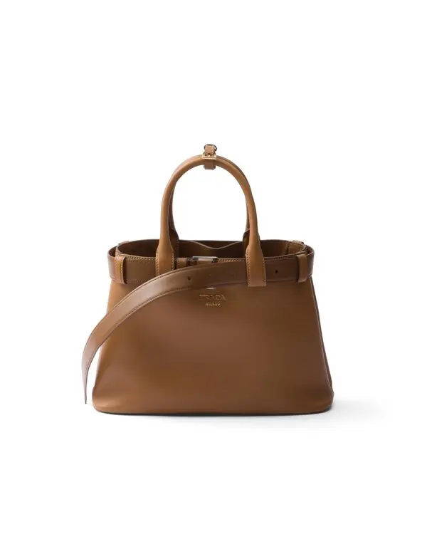 Prada Buckle Leather Handbag - Brown