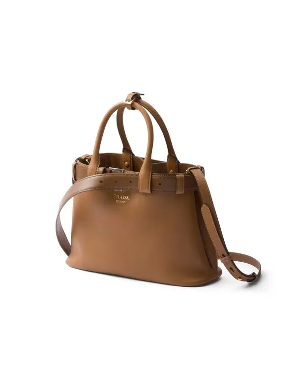 Prada Small Leather Handbag With Decorative Belt