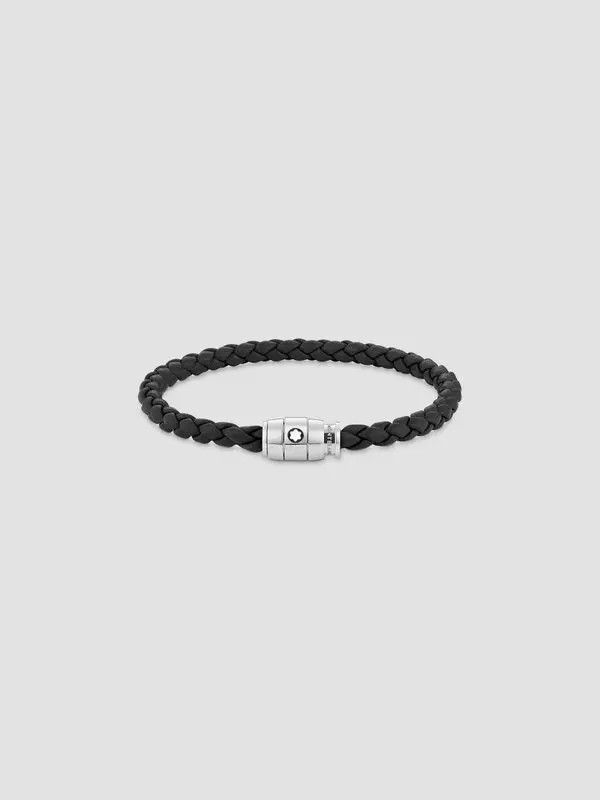 Montblanc Braided Leather Logo Bracelet