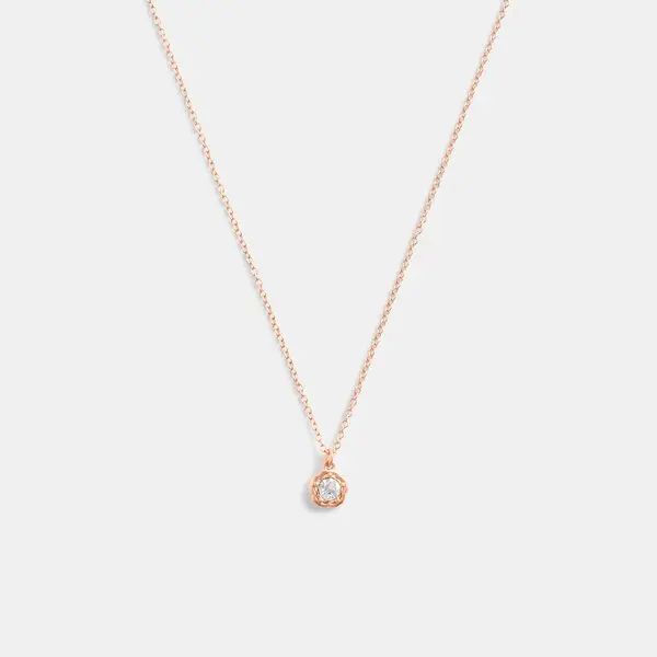 COACH Halo Tea Rose Pendant Necklace - Rose Gold