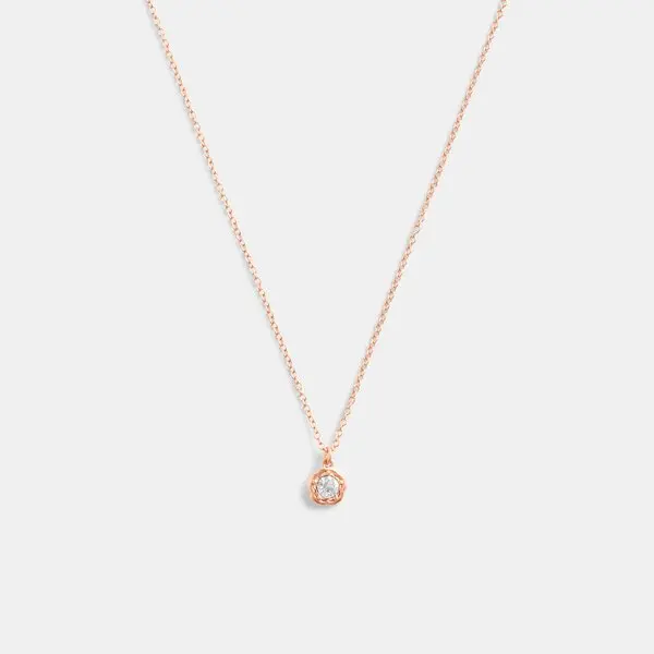 COACH Halo Tea Rose Pendant Necklace - Rose Gold