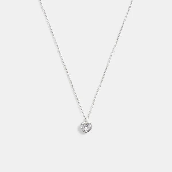 Coach Halo Heart Pendant Necklace - Silver