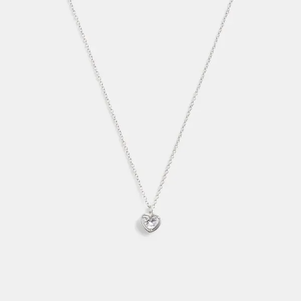 COACH Halo Heart Pendant Necklace - Silver