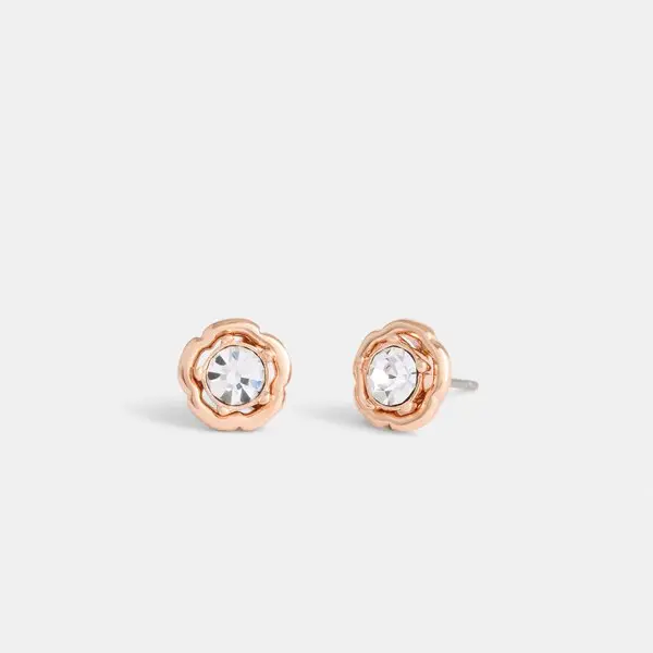 COACH Halo Tea Rose Stud Earrings - Rose Gold