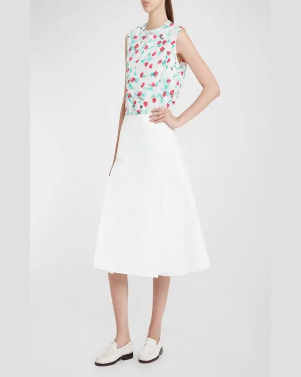 Marni Flared Midi Skirt With Double Pleating