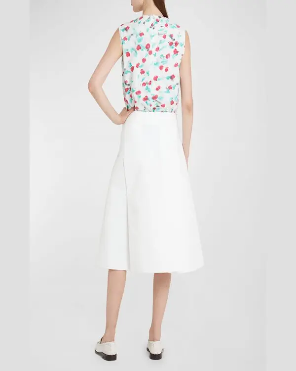 Marni Flared Midi Skirt With Double Pleating