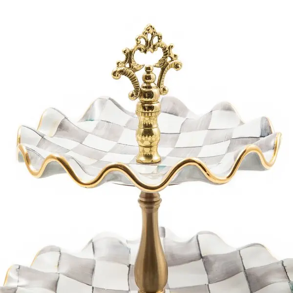 MACKENZIE-CHILDS Sterling Check Three Tier Sweet Stand