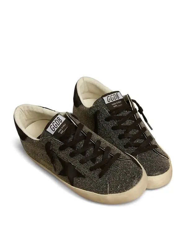 GOLDEN GOOSE Super-star Swarovski Crystal Mid-top Sneakers - Black