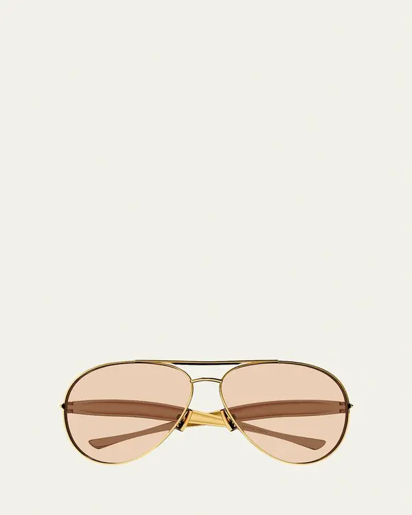 Bottega Veneta Metal Aviator Sunglasses - Shiny Gold