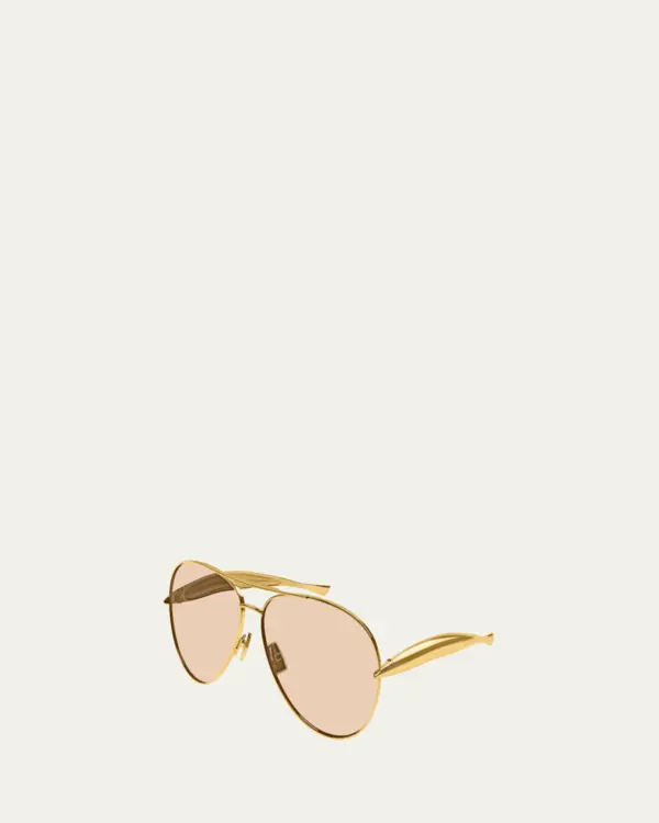 Bottega Veneta Metal Aviator Sunglasses - Silver