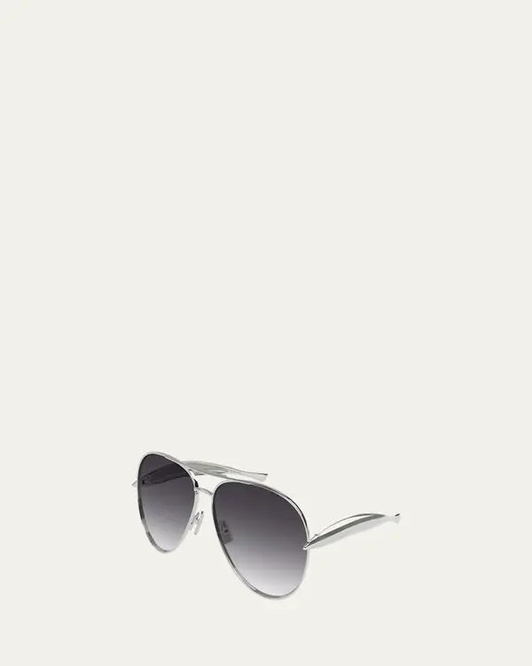 Bottega Veneta Metal Aviator Sunglasses - Silver