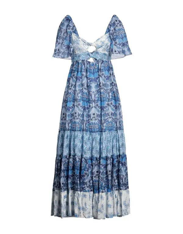 Sandro Maxi Dress In Linen And Viscose In Blue - 88% Off | Editorialist