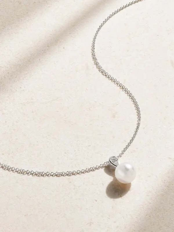 Mikimoto Morning Dew Pearl And Diamond Necklace - White