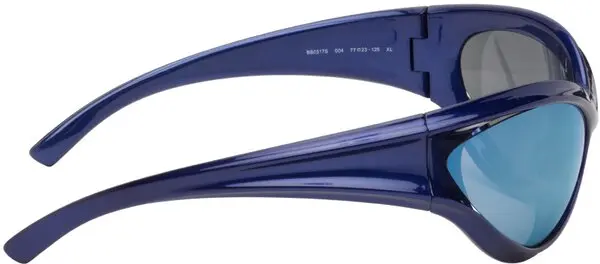 Balenciaga Blue Dynamo Round Sunglasses In Blue-Blue-Blue  display picture 3