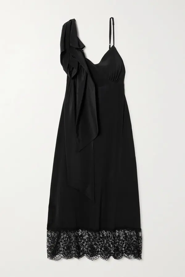 Simone Rocha Lace-trimmed Draped Crepe Midi Dress