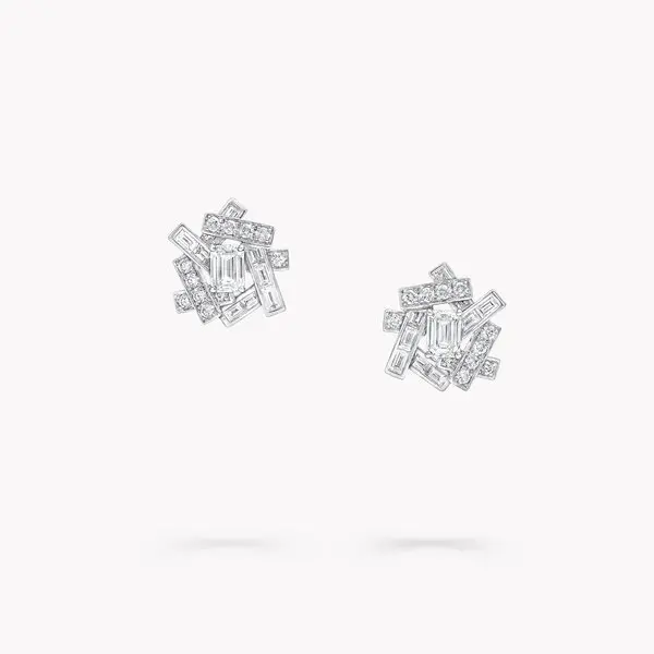 Graff Threads Emerald Cut Diamond Stud Earrings - White Gold