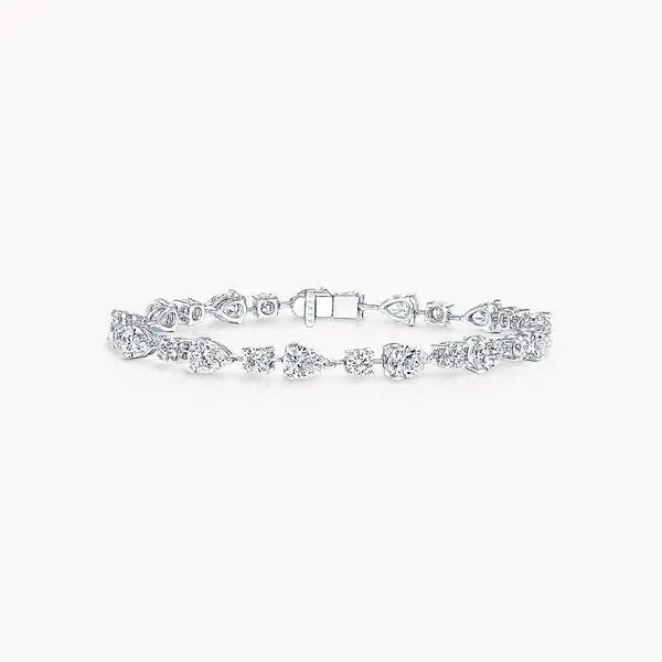 Graff Round And Pear Shape Diamond Bracelet - Platinum And White Gold