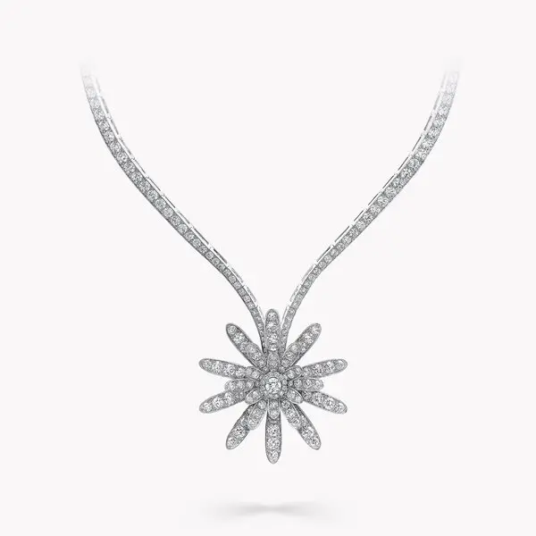 Graff Wild Flower Abstract Diamond Necklace - White Gold