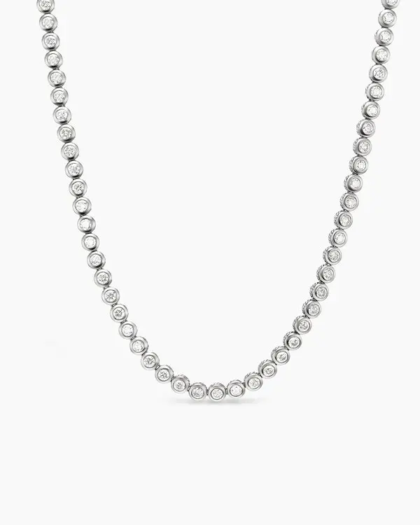 David Yurman 18k White Gold Tennis Necklace - Diamond