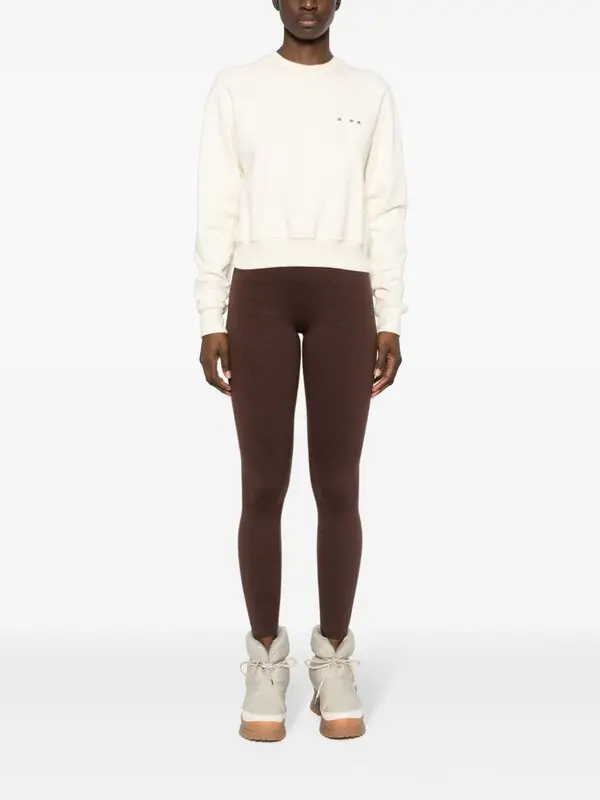 SPORTY & RICH Logo-waistband Knitted Leggings - Brown