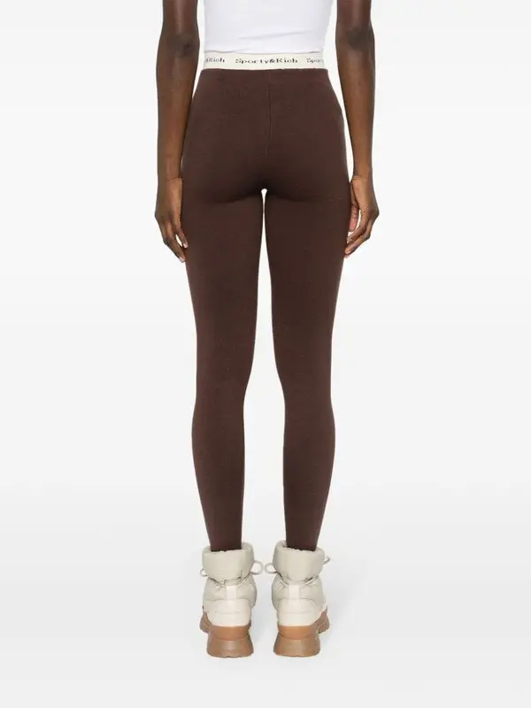 SPORTY & RICH Logo-waistband Knitted Leggings - Brown