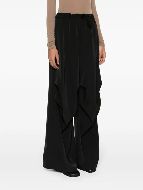 Maison Margiela Drawstring Waist Wide-Leg Trousers In Black - 40