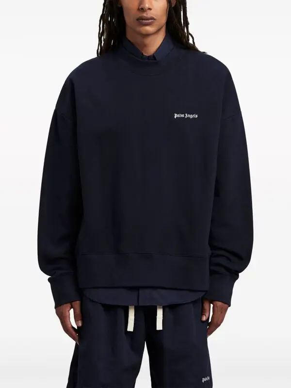Palm Angels Logo-print Cotton Sweatshirt - Blue