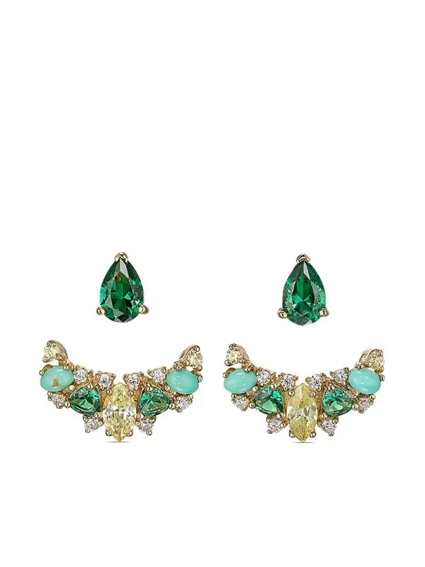 ANABELA CHAN 18kt Yellow Gold Twinkle Ear-jacket Earrings - Green