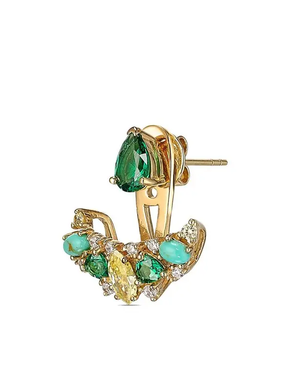 ANABELA CHAN 18kt Yellow Gold Twinkle Ear-jacket Earrings - Green