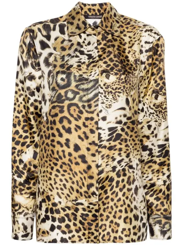 Roberto Cavalli Leopard-print Silk Shirt