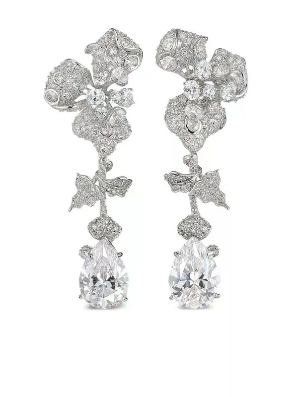 ANABELA CHAN 18kt White Gold Orchid Diamond Cocktail Earrings - Silver