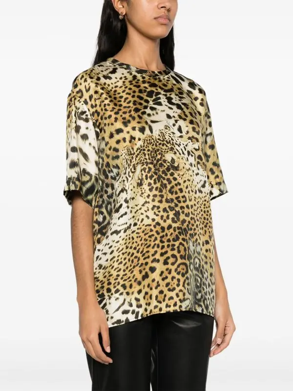 Roberto Cavalli Leopard-print Silk Blouse
