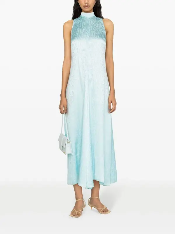 FORTE_FORTE Check-jacquard Midi Dress With Attached Scarf