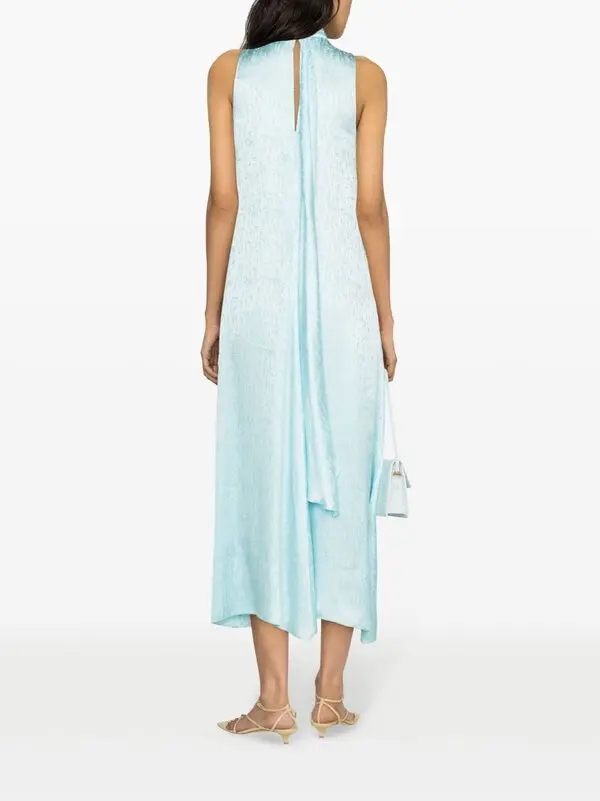 FORTE_FORTE Check-jacquard Midi Dress With Attached Scarf
