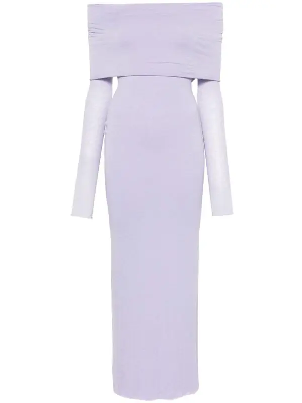 MANURI Off-shoulder Fine-knit Dress - Purple